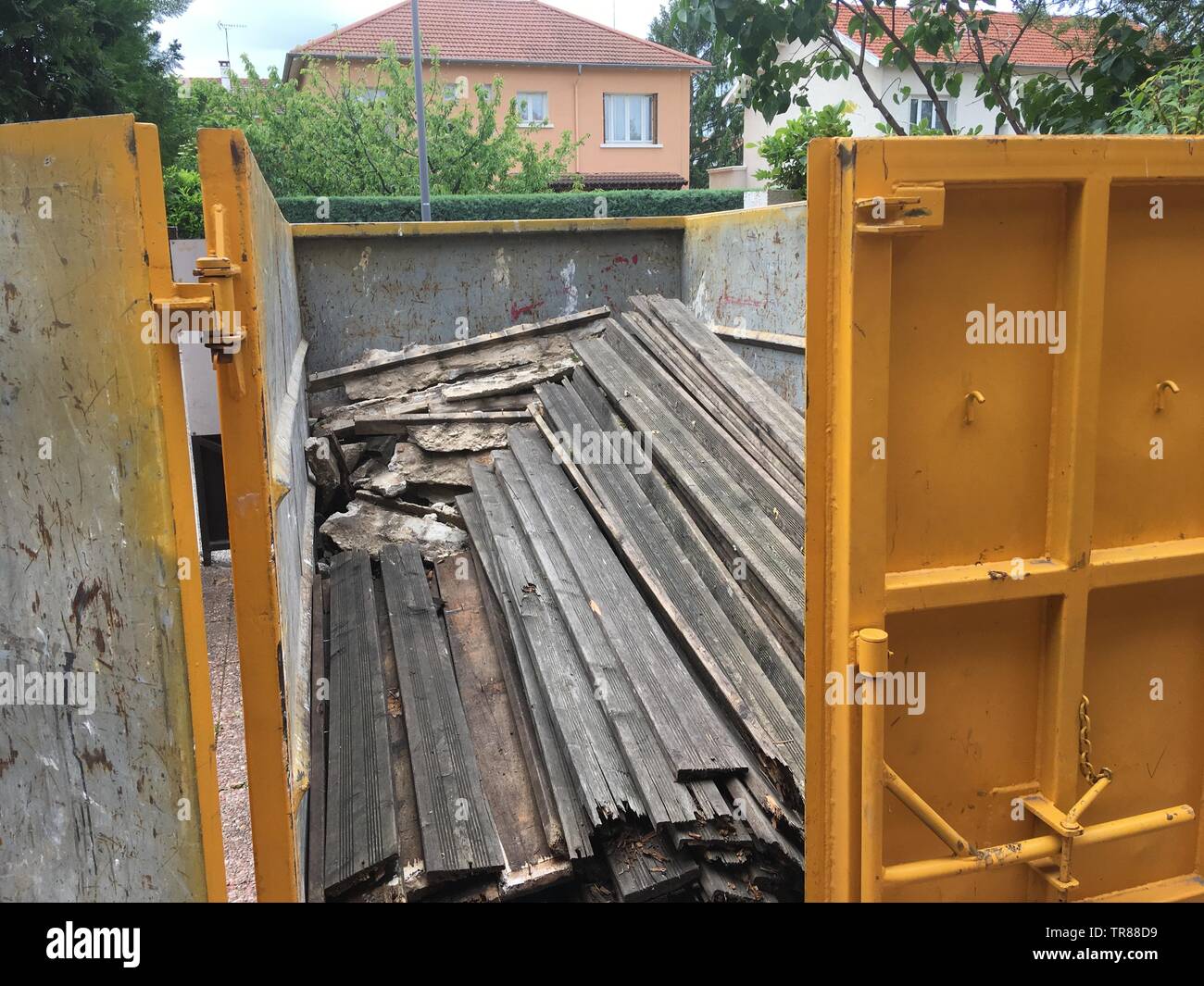 Bulky waste skip, Bron, France Stock Photo - Alamy