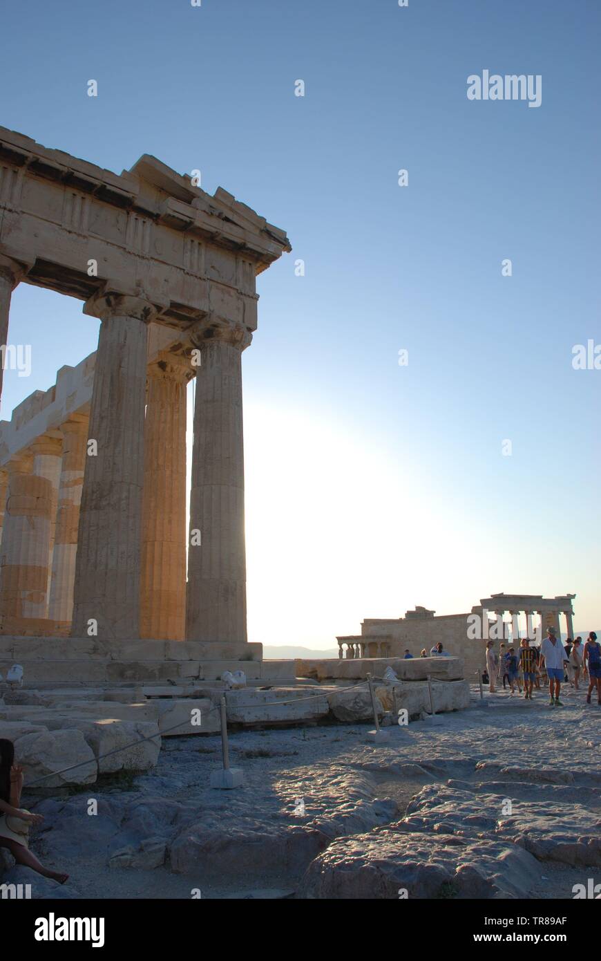 Tourists on the Acropolis of Athens in Greece, June 2018 Stock Photo ...