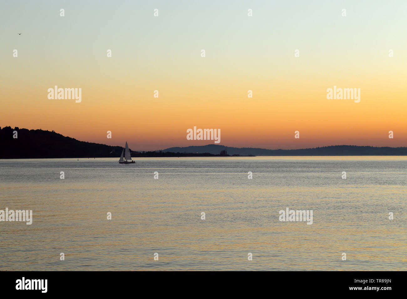 A magnificent sunset at Golden gardens park, Seattle, Washington Stock ...