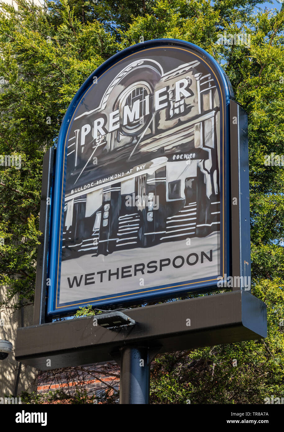 Exterior sign for the Premier public house part of the Wetherspoon ...