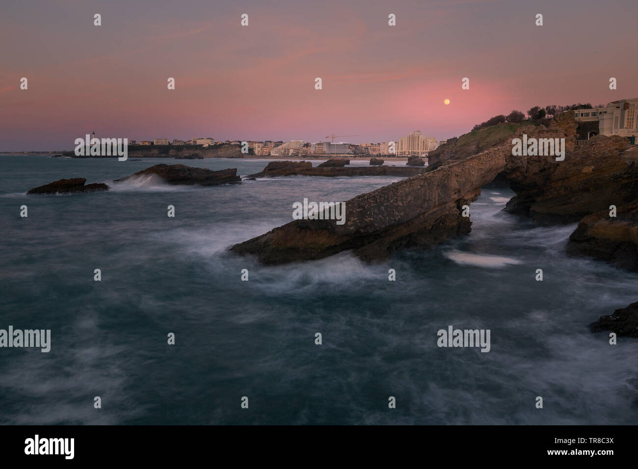 City of Biarritz with its beautiful coast, at the North Basque Country ...