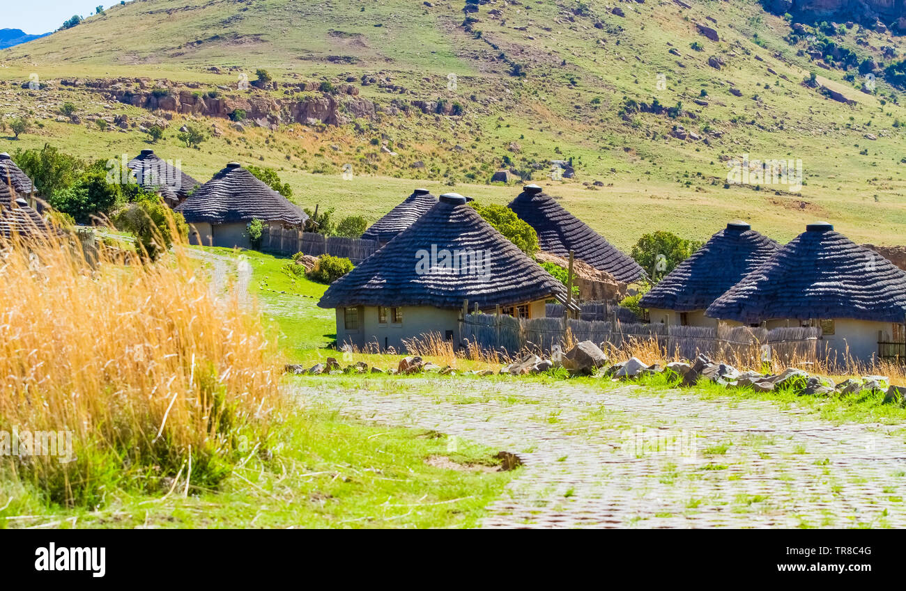 Basotho Cultural Village in Drakensberg Mountains South Africa Stock ...