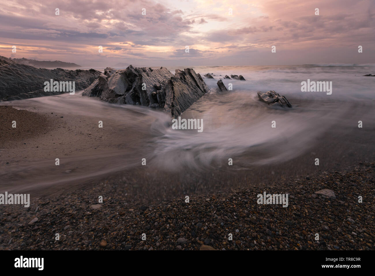 Sunset at the beach of Bidart, Basque Country Stock Photo - Alamy
