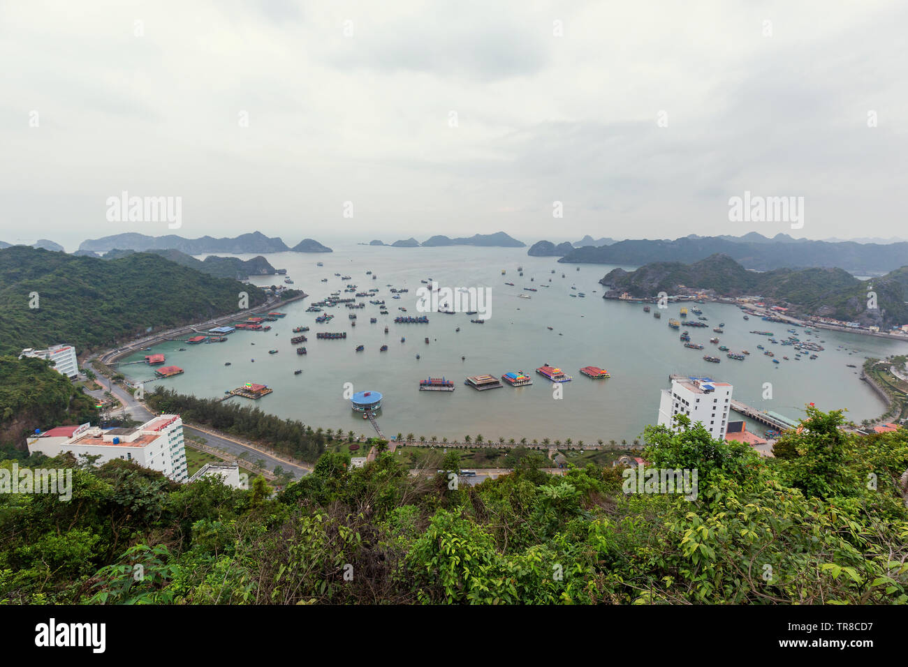CAT BA TOWN, VIETNAM - FEBRUARY 2019; Panoramic View In Cat Ba Island ...