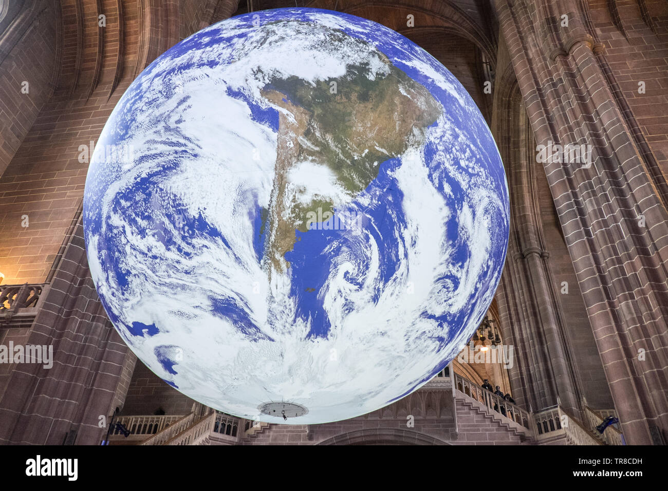 Earth art Gaia installation by artist Luke Jerram,at Anglican Cathedral ...