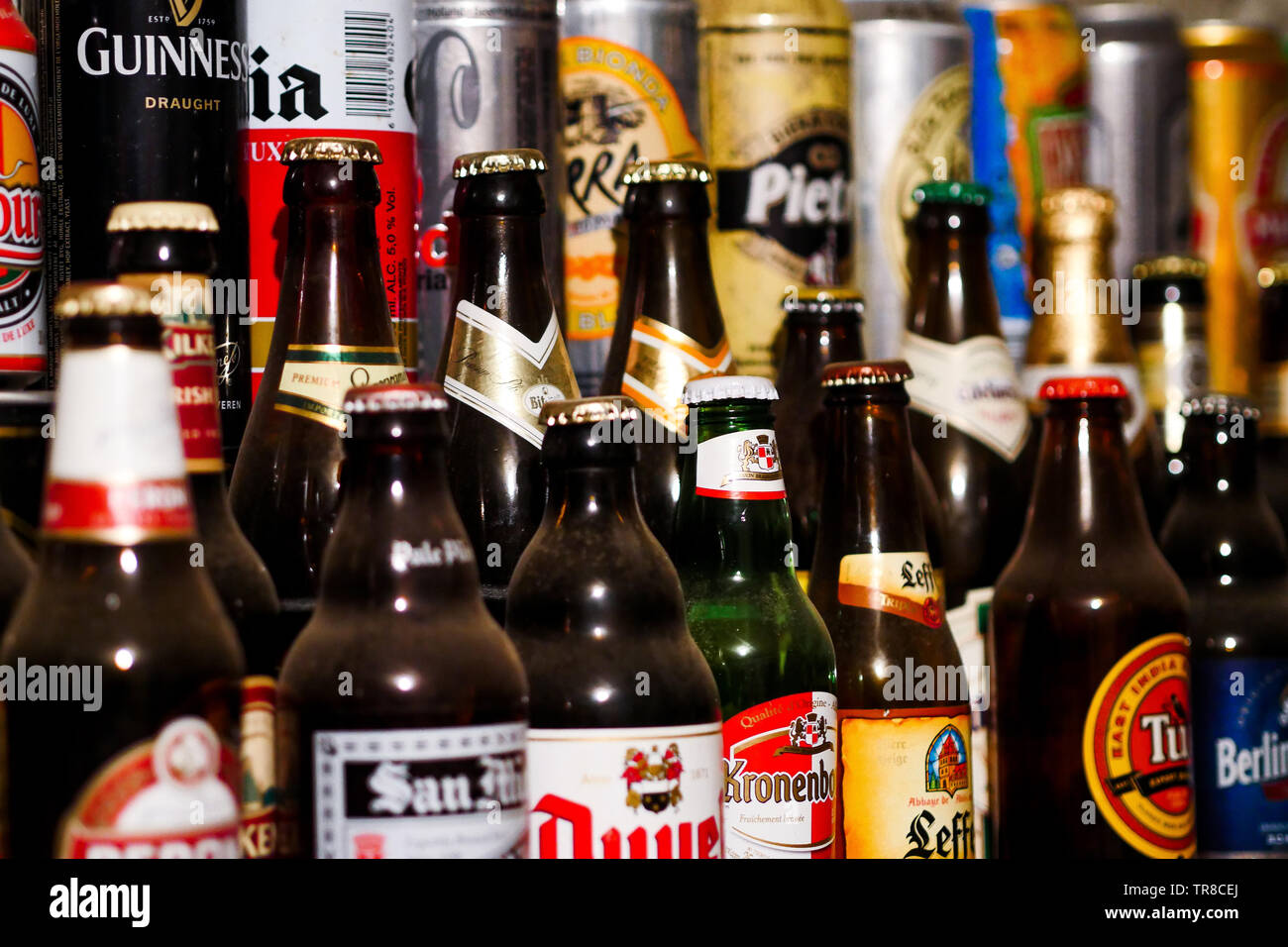 Beer bottles in a cellar, Lyon, France Stock Photo - Alamy