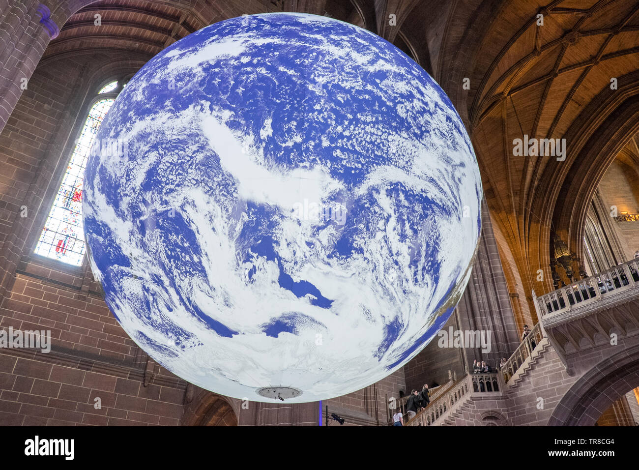 Earth art Gaia installation by artist Luke Jerram,at Anglican Cathedral ...