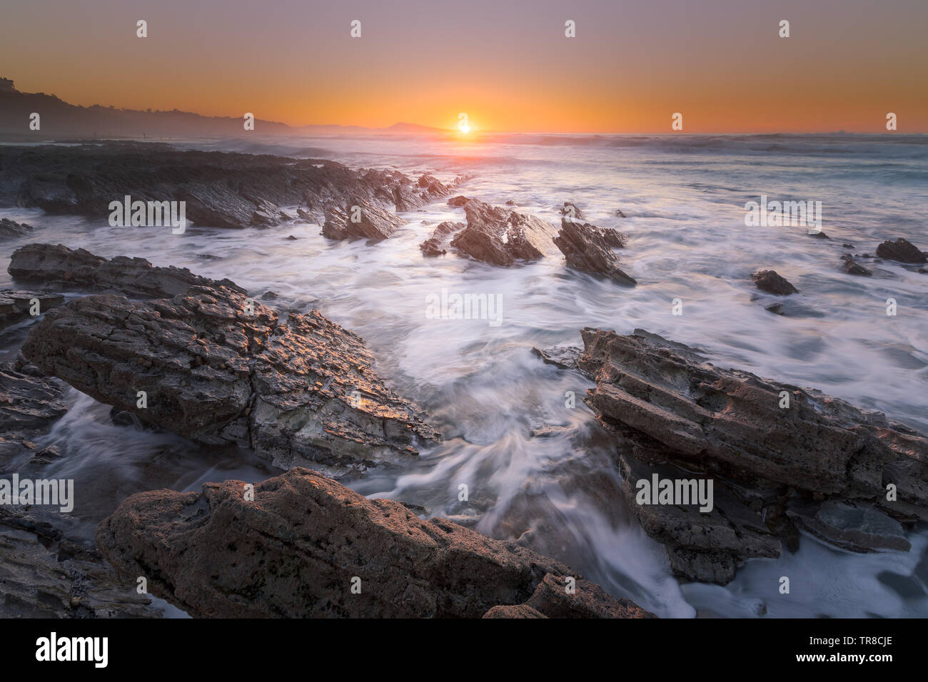 Sunset at the beach of Bidart, Basque Country Stock Photo - Alamy