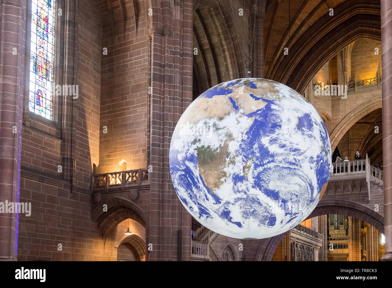 Earth art Gaia installation by artist Luke Jerram,at Anglican Cathedral ...