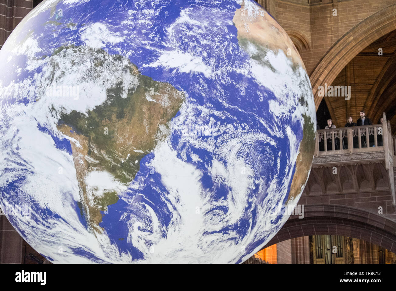 Earth art Gaia installation by artist Luke Jerram,at Anglican Cathedral ...