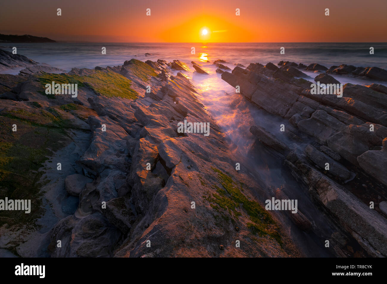 Sunset at the beach of Bidart, Basque Country Stock Photo - Alamy