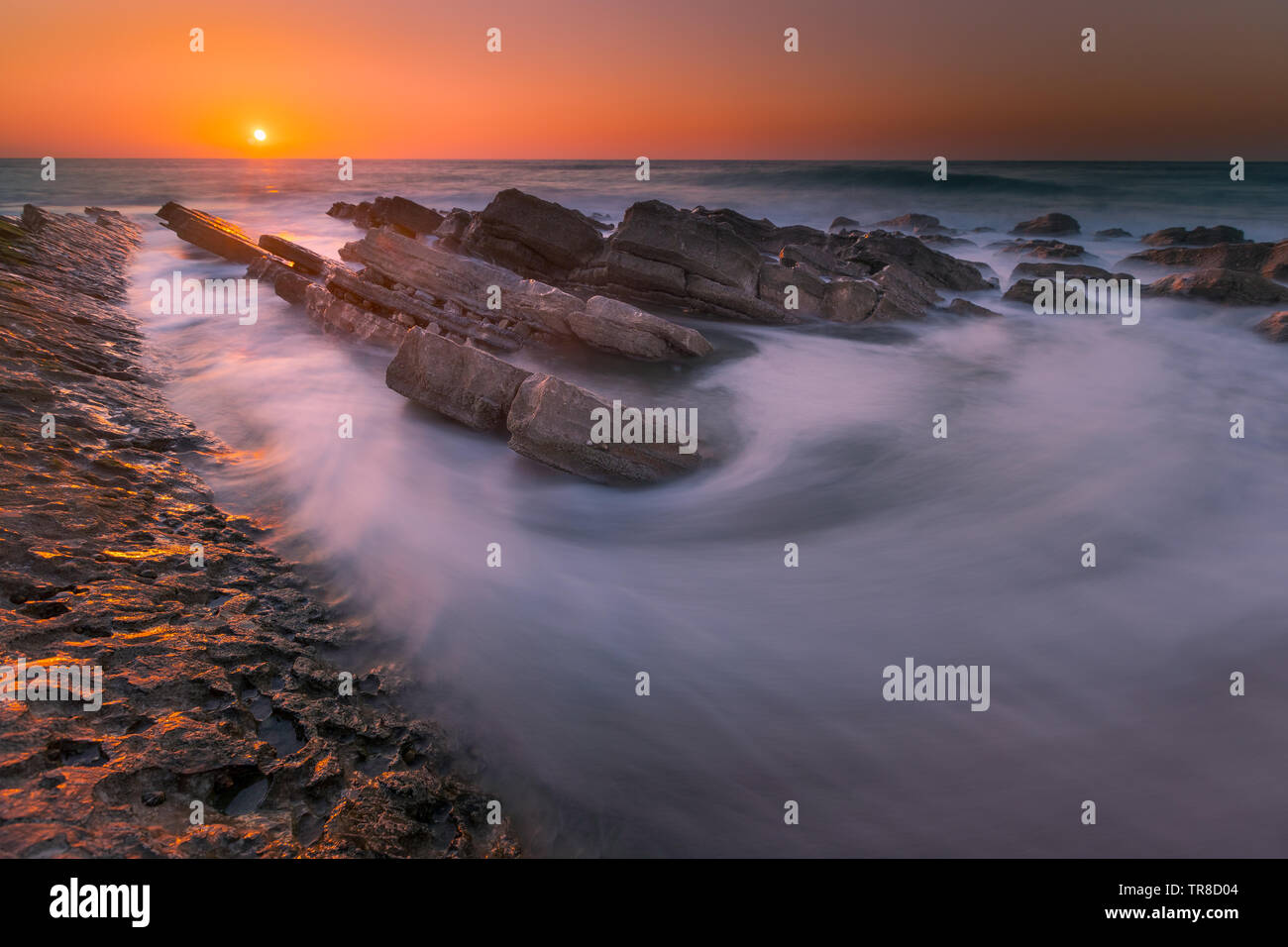 Sunset at the beach of Bidart, Basque Country Stock Photo - Alamy