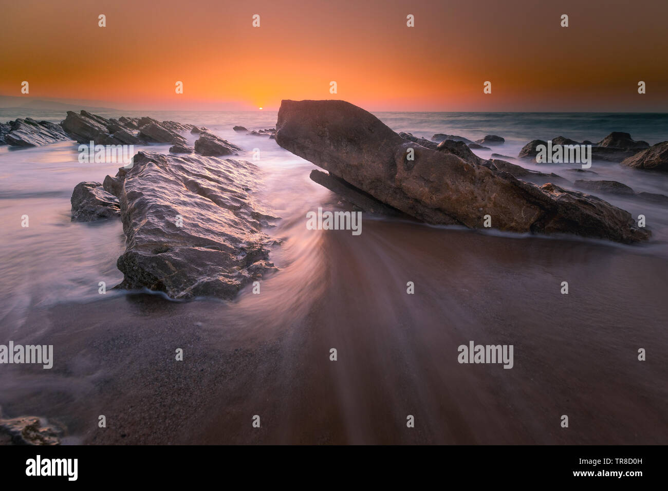 Sunset at the beach of Bidart, Basque Country Stock Photo - Alamy