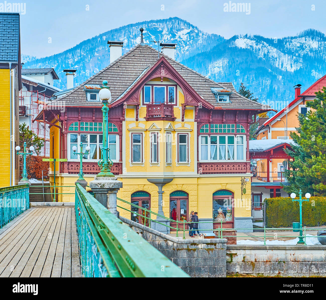BAD ISCHL, AUSTRIA - FEBRUARY 20, 2019: The old traditional mansion ...