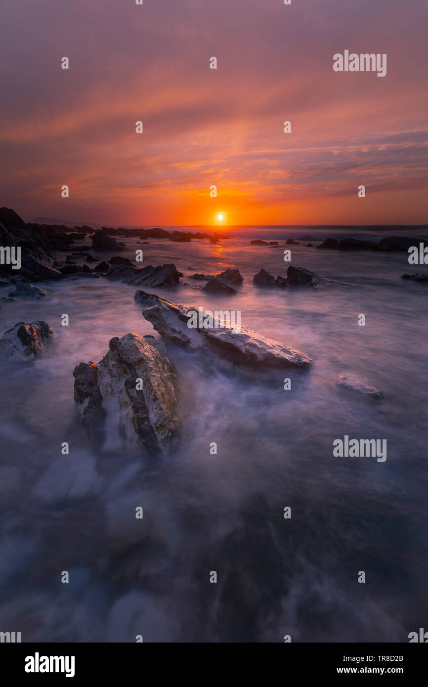 Sunset at the beach of Bidart, Basque Country Stock Photo - Alamy
