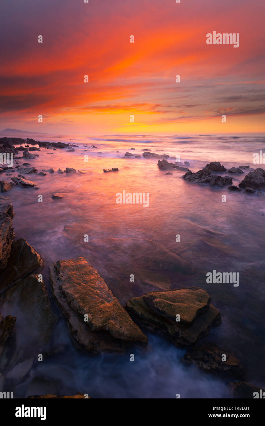 Sunset at the beach of Bidart, Basque Country Stock Photo - Alamy