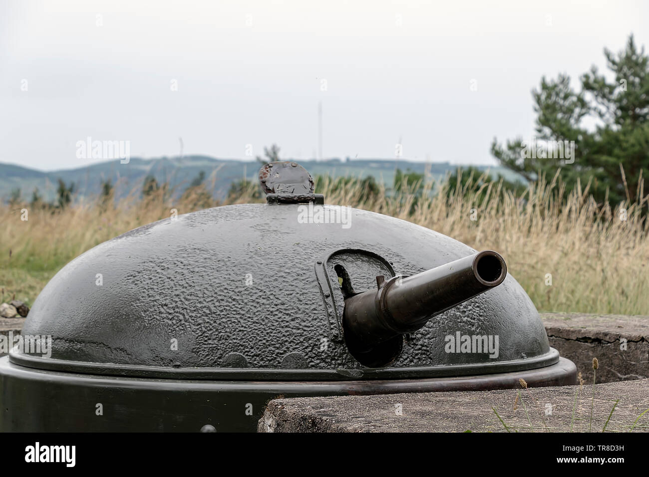 France, Alsace, June 2015: Gun battery of 15 mm Howitzer cupolas at ...