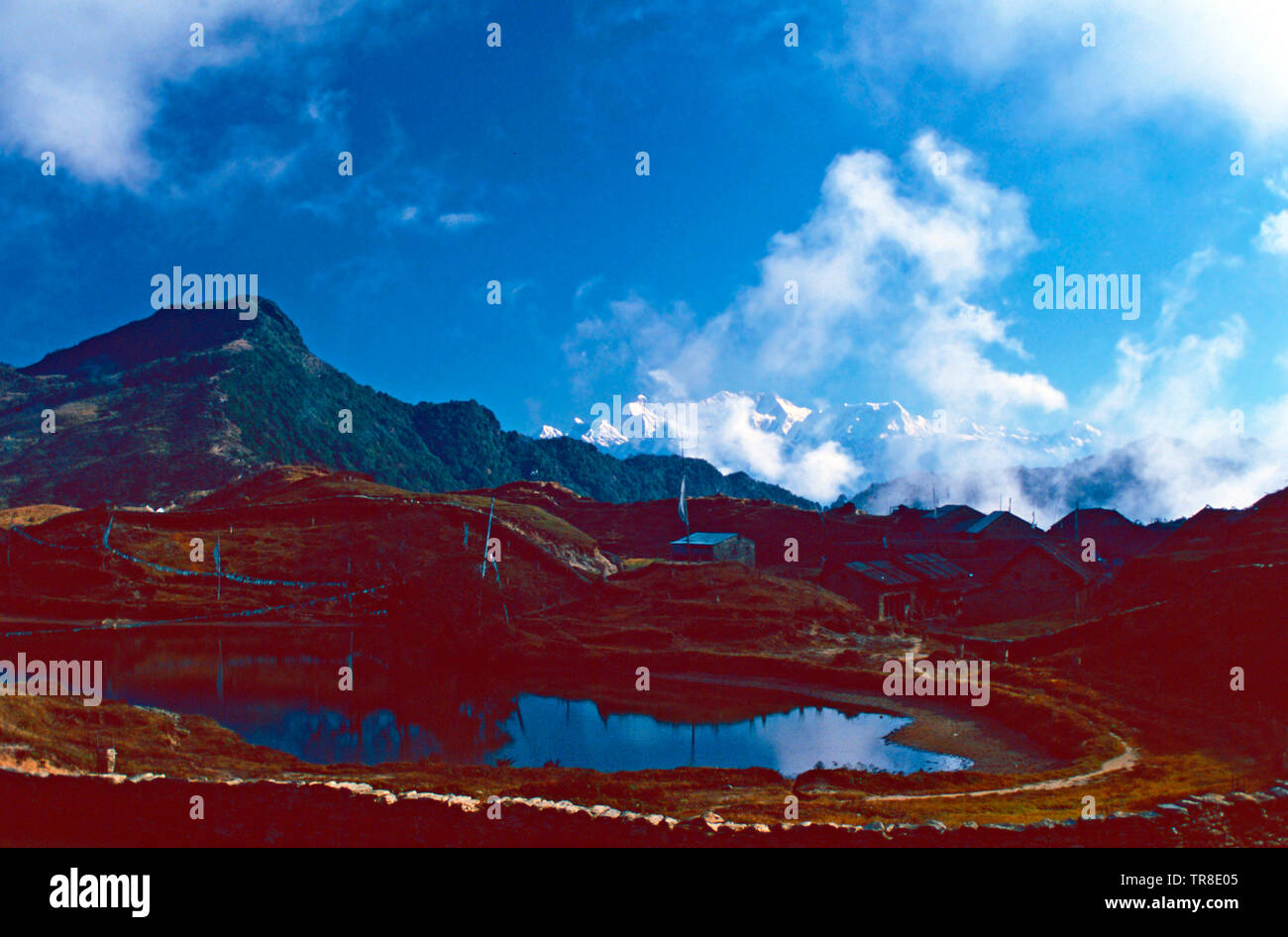 Sherpa village of Gupha Pokari and holy lake,Eastern Nepal Stock Photo ...