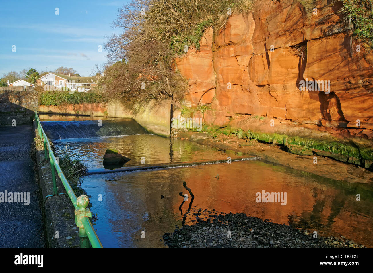 UK,Devon,Sidmouth,Riverside Walkway near Mouth of River Sid Stock Photo ...