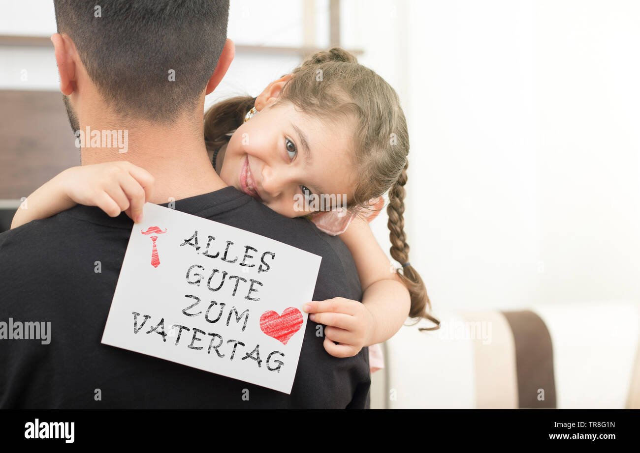german lettering, fathers day happy birthday message.little girl ...