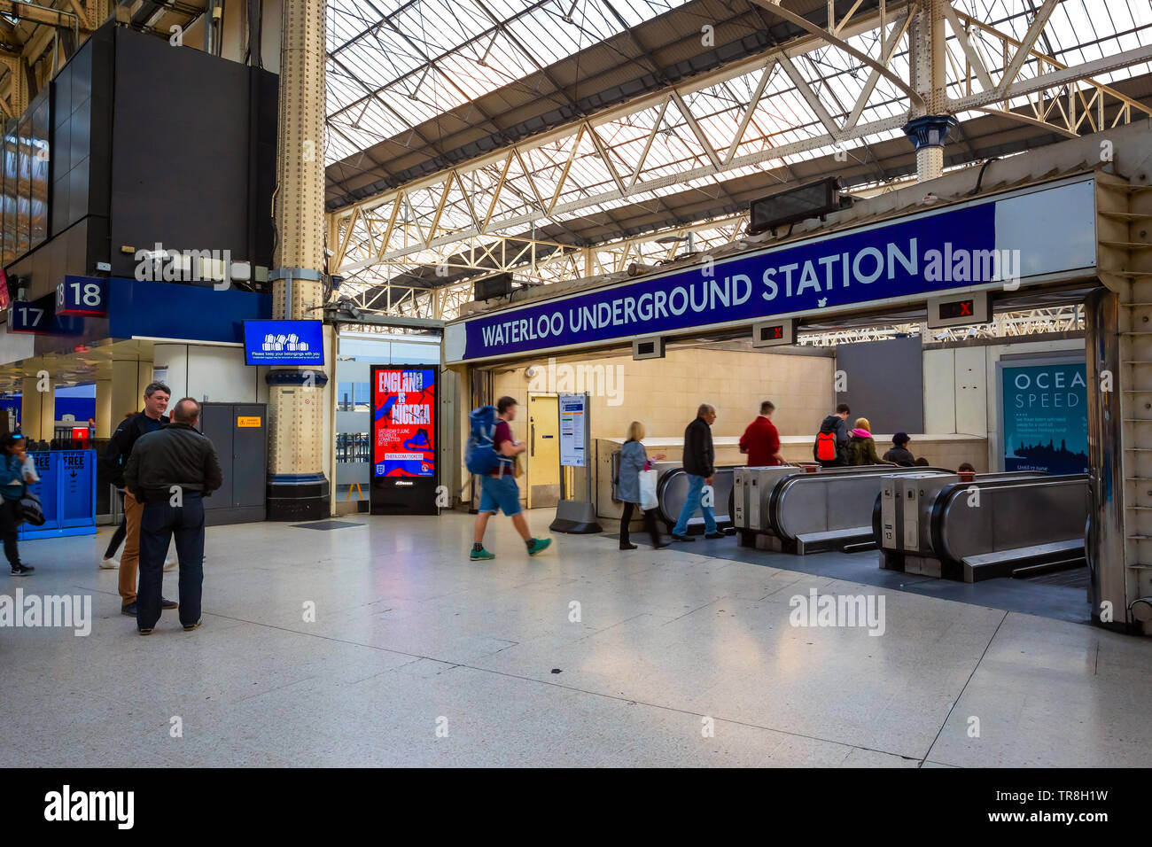 London, UK - May 13 2018: Waterloo station is the terminus of the South ...