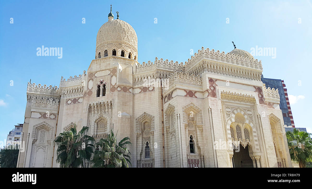 View of Abu al-Abbas al-Mursi Mosque. Famous Egyptian mosque in the ...