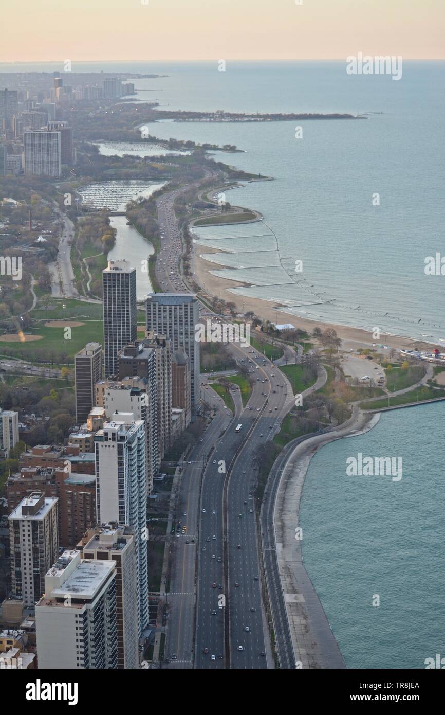 Chicago's iconic Gold Coast along the Lake Michigan waterfront dotted ...