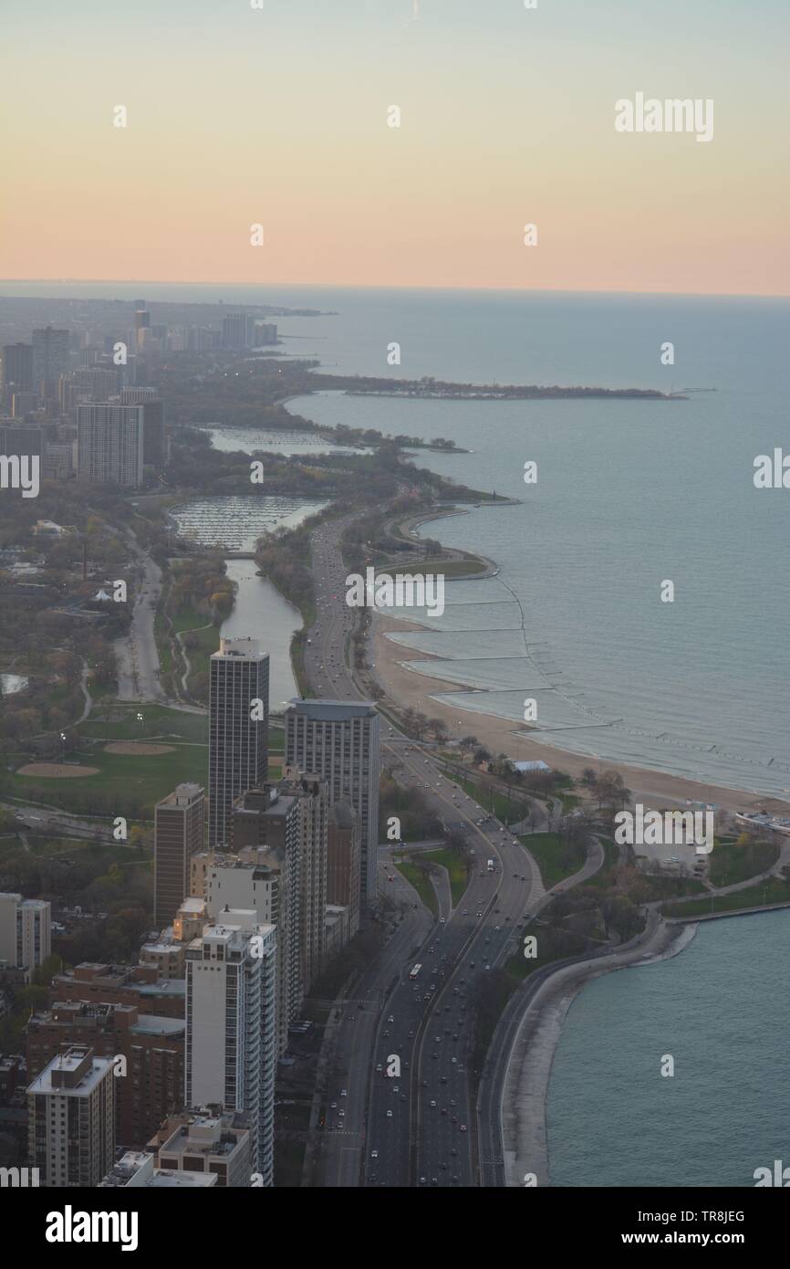 Chicago's iconic Gold Coast along the Lake Michigan waterfront dotted ...