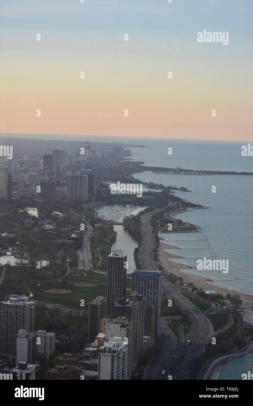 Chicago's iconic Gold Coast along the Lake Michigan waterfront dotted ...