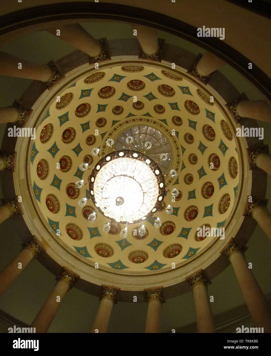 Abstract photo of the inside of a building rotunda with surrounding ...