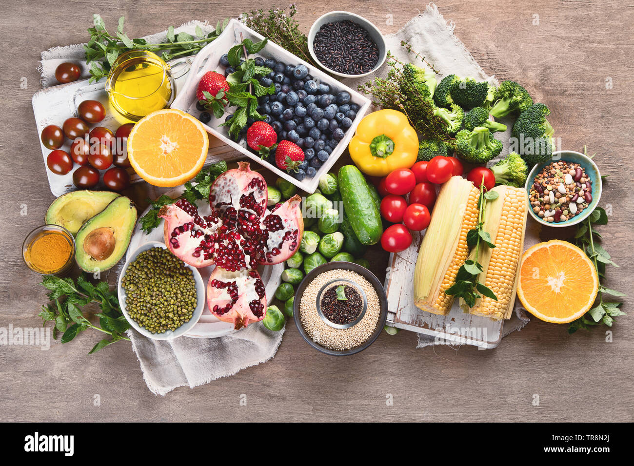 Healthy diet background. Clean and detox eating. Vegan or gluten free ...