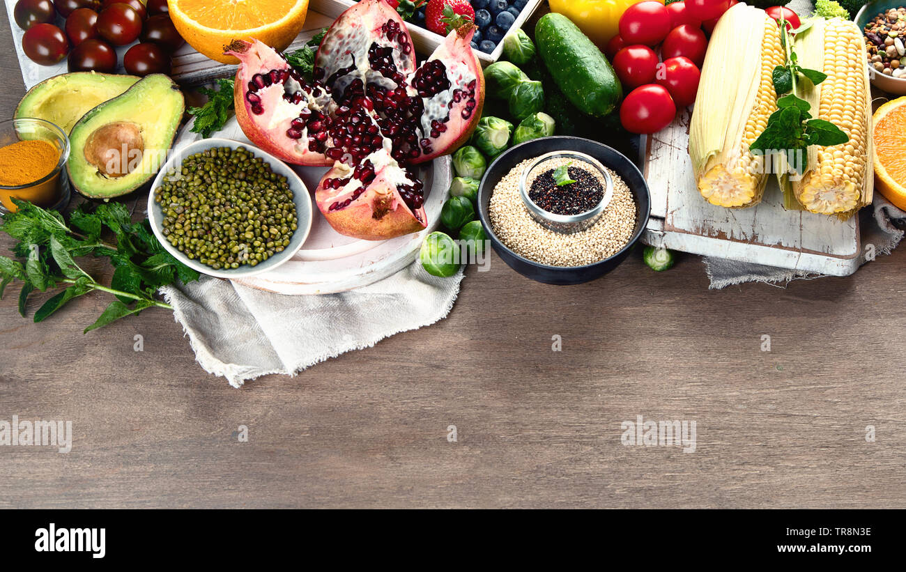 Healthy diet background. Clean and detox eating. Vegan or gluten free ...