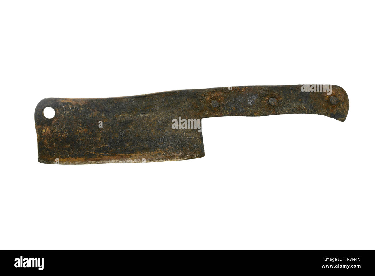 Very old and rusty butcher knife isolated on white background Stock ...