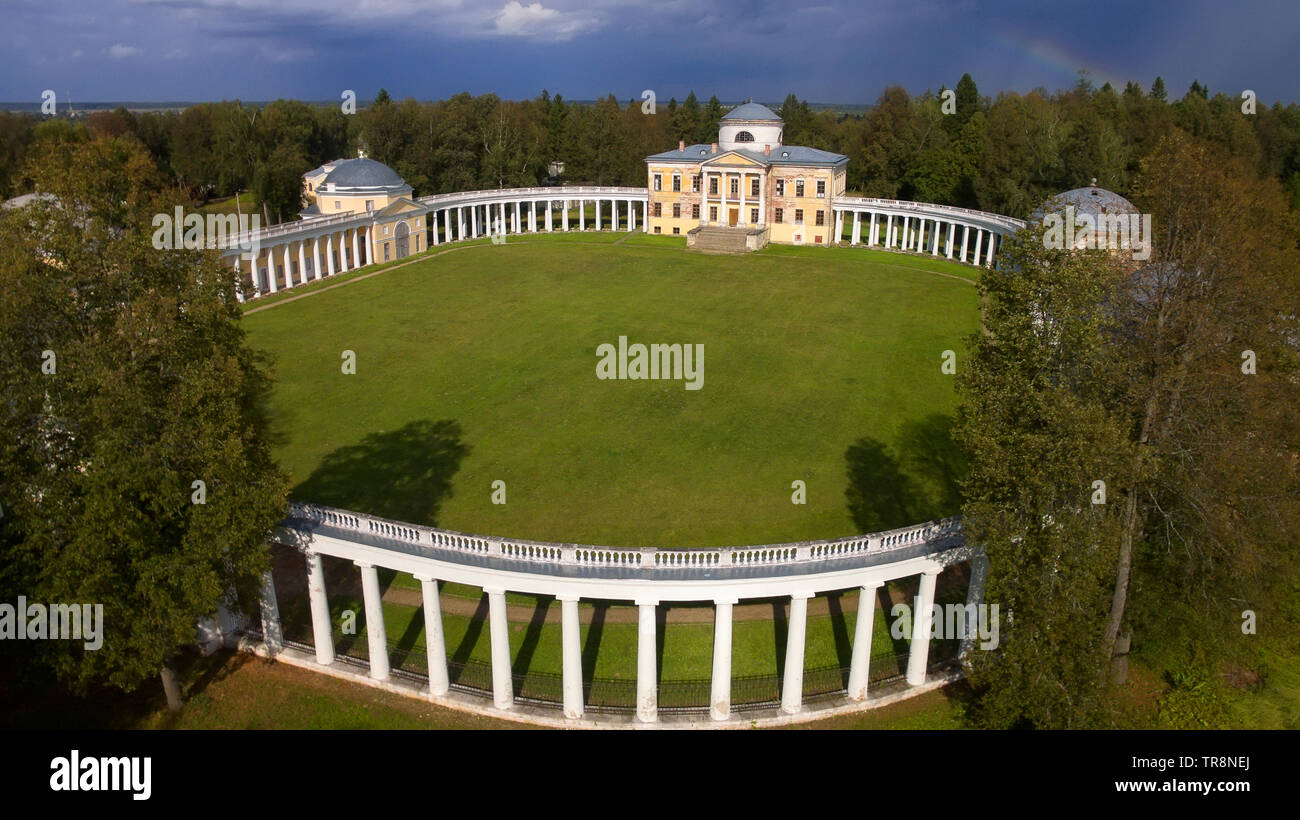 Aerial view of Architectural ensemble Manor Znamenskoye-Rayok. The ...
