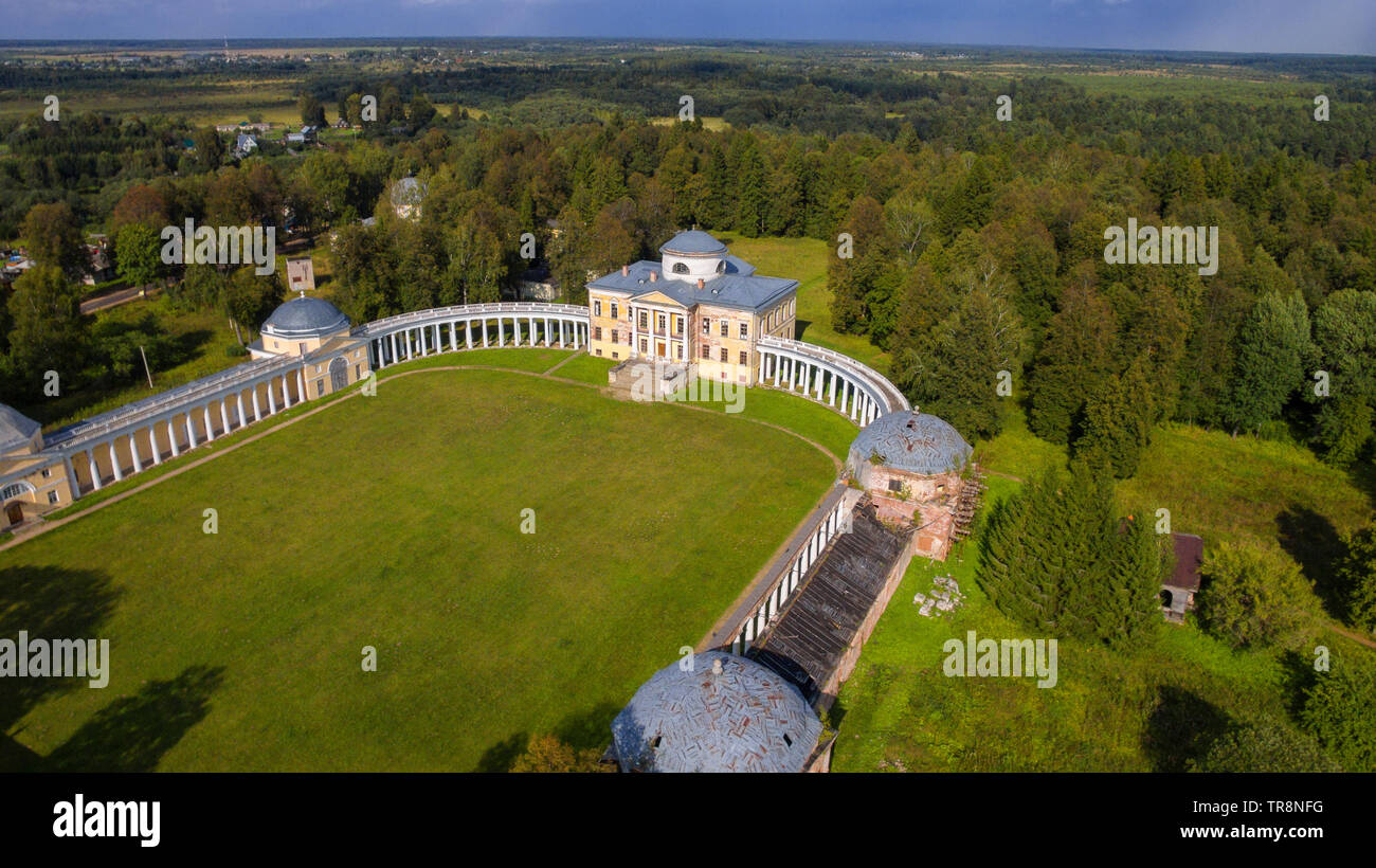 Aerial view of Architectural ensemble Manor Znamenskoye-Rayok. The ...