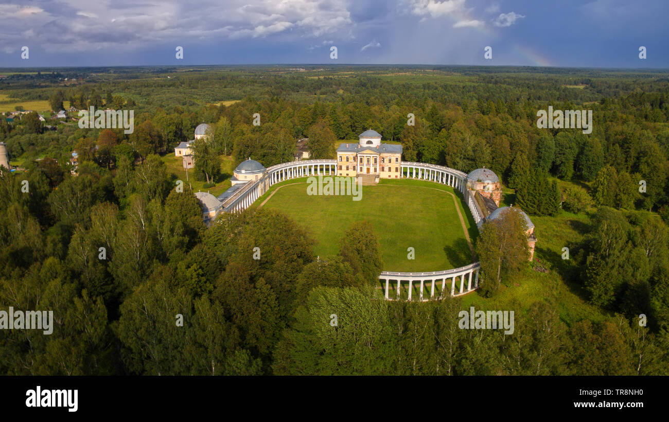 Aerial view of Architectural ensemble Manor Znamenskoye-Rayok. The ...