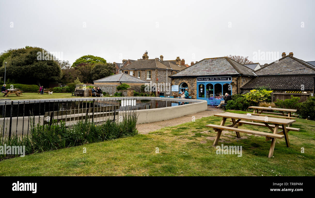 Boating lake and café located on Cromer cliff tops Stock Photo - Alamy