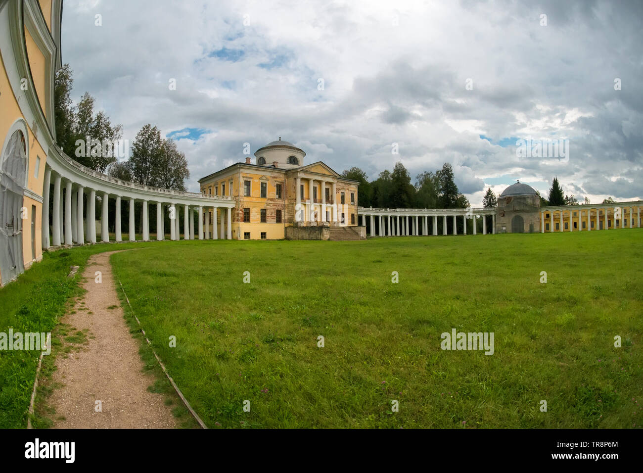 Architectural ensemble Manor Znamenskoye-Rayok. The manor house and the ...