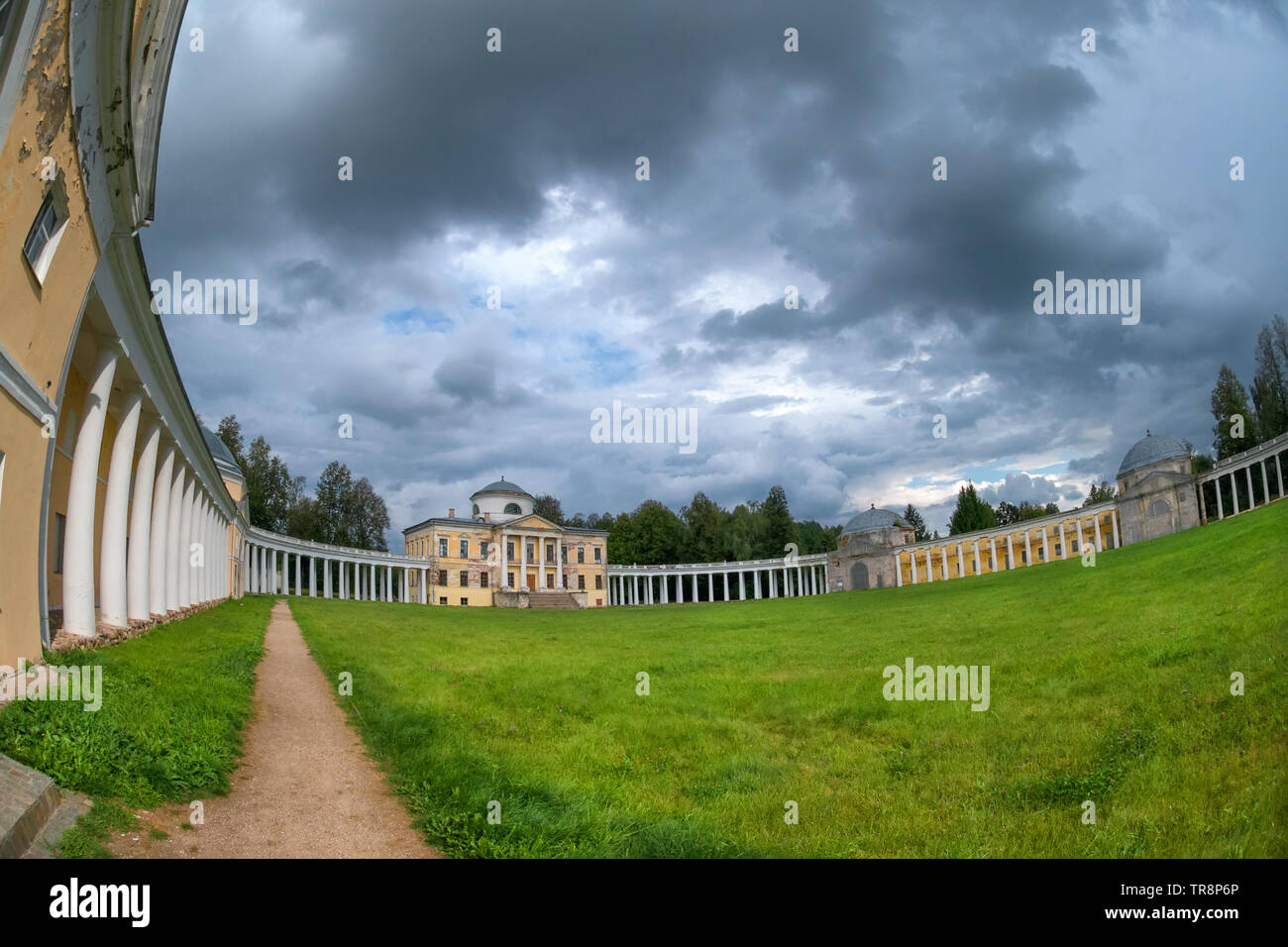 Architectural ensemble Manor Znamenskoye-Rayok. The manor house and the ...