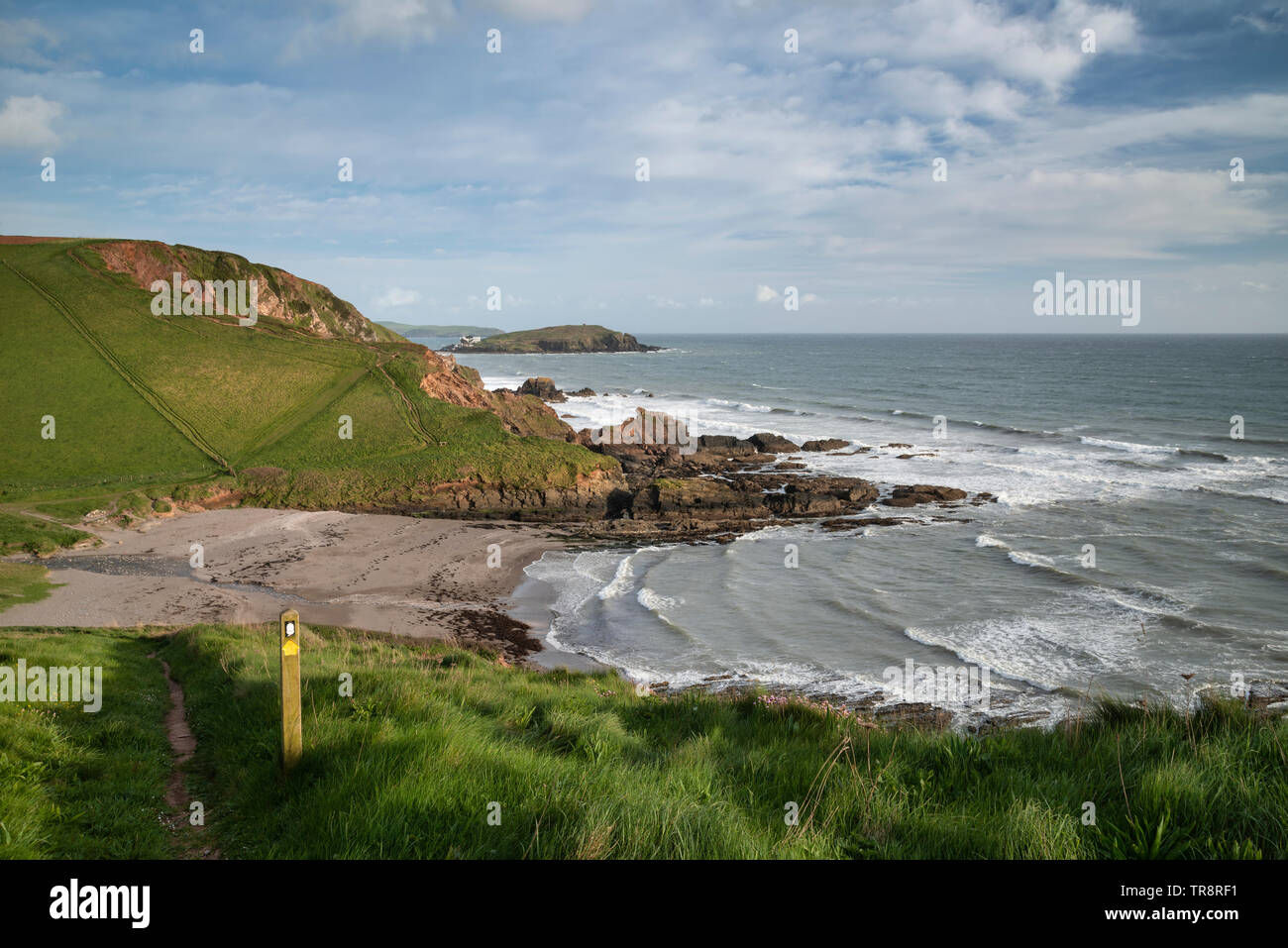 Beautiful late evening Spring landscape image of Ayrmer Cove on Devon ...