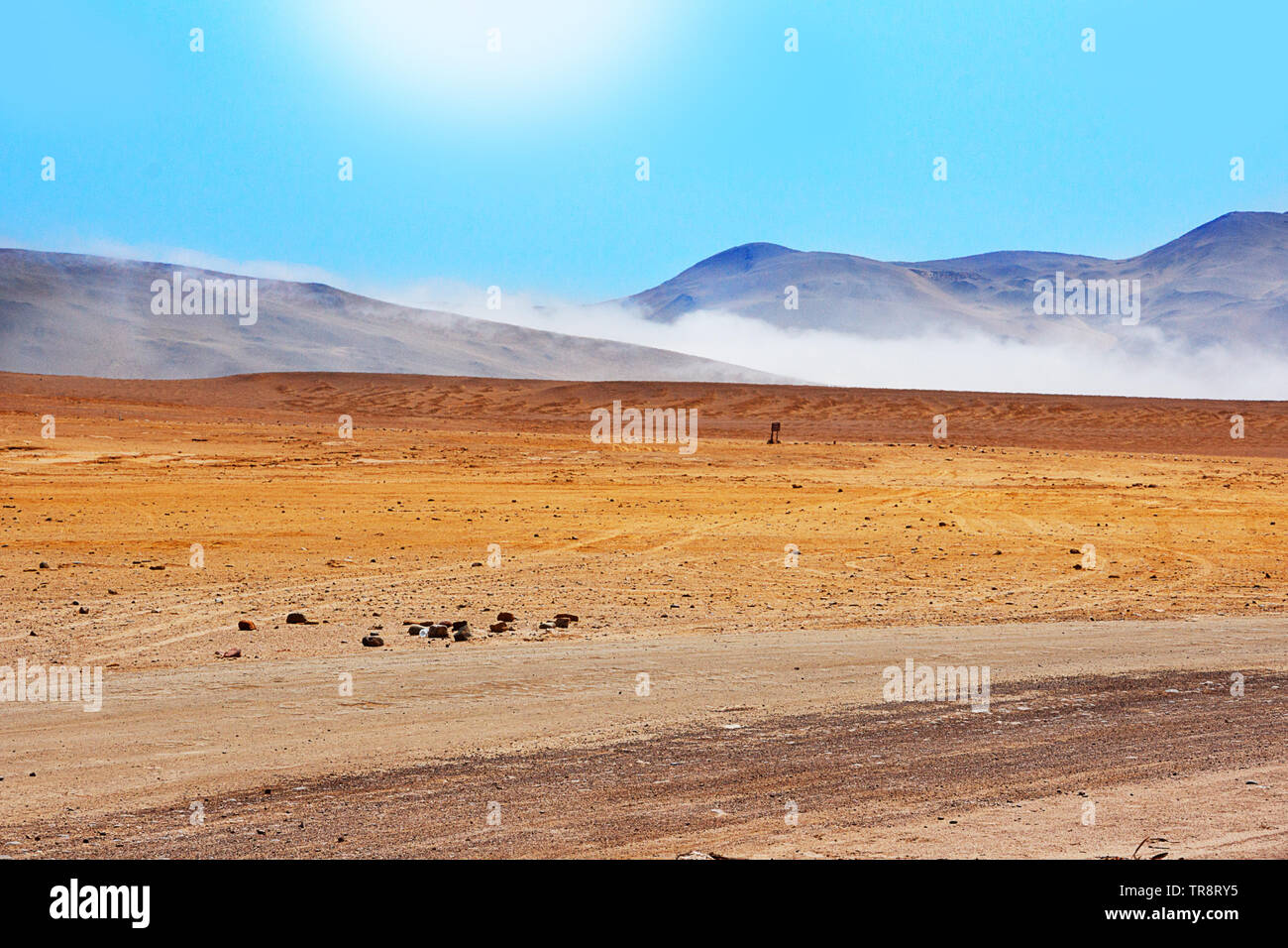 Scenic desert landscape of coastline of Pacific ocean in Paracas ...