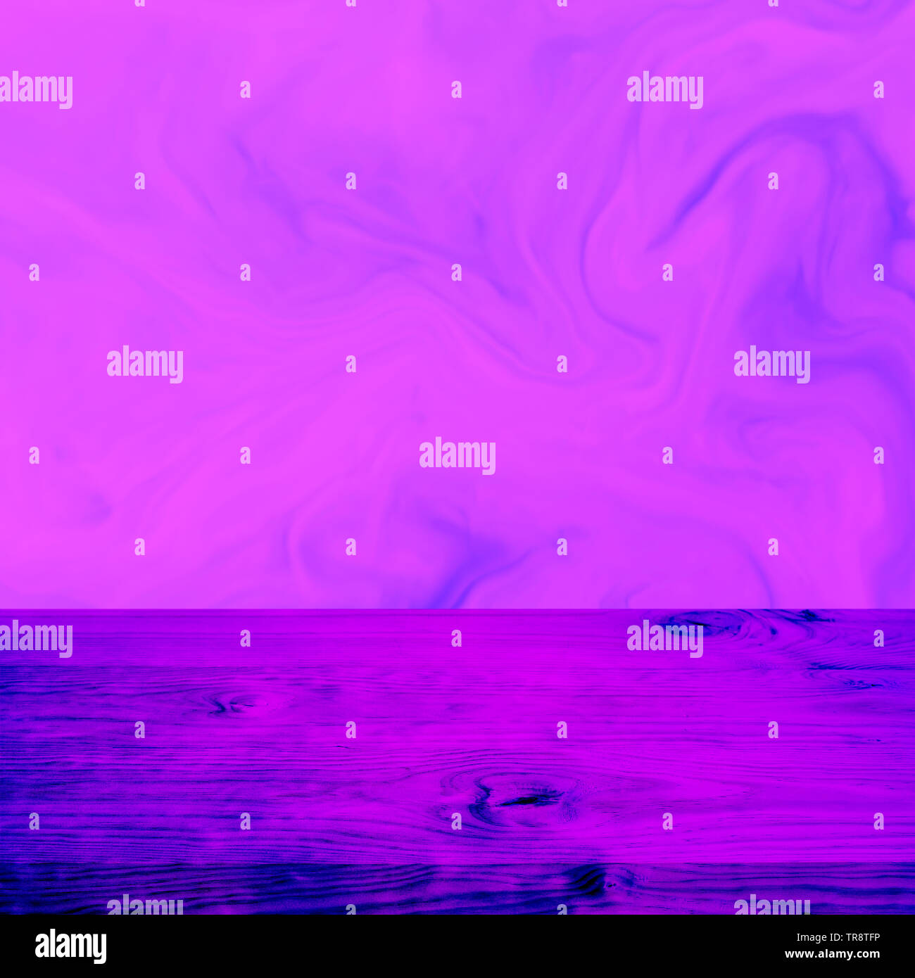 Empty wood table top on gradient neon color.Background for create ...