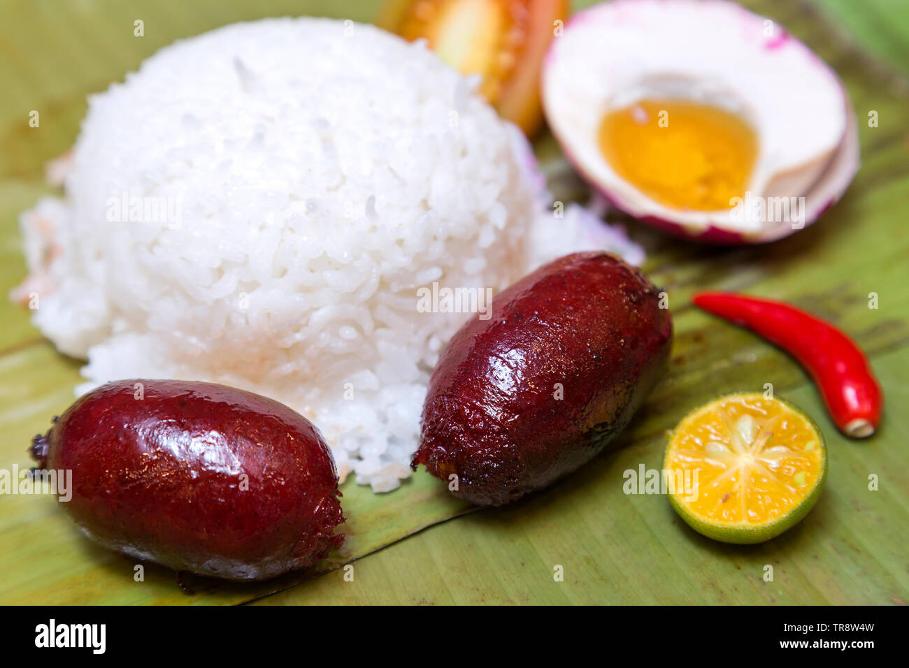 Philippine longganisa sausages with egg and rice Stock Photo - Alamy