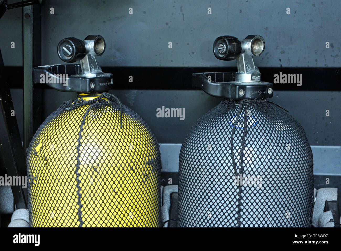 Part of a rescue mobile post with a diving equipment set: balloons ...