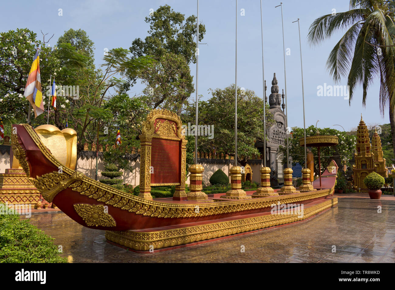 Boat at Wat Preah Prom Rath Temple, Siem Reap, Cambodia Stock Photo - Alamy