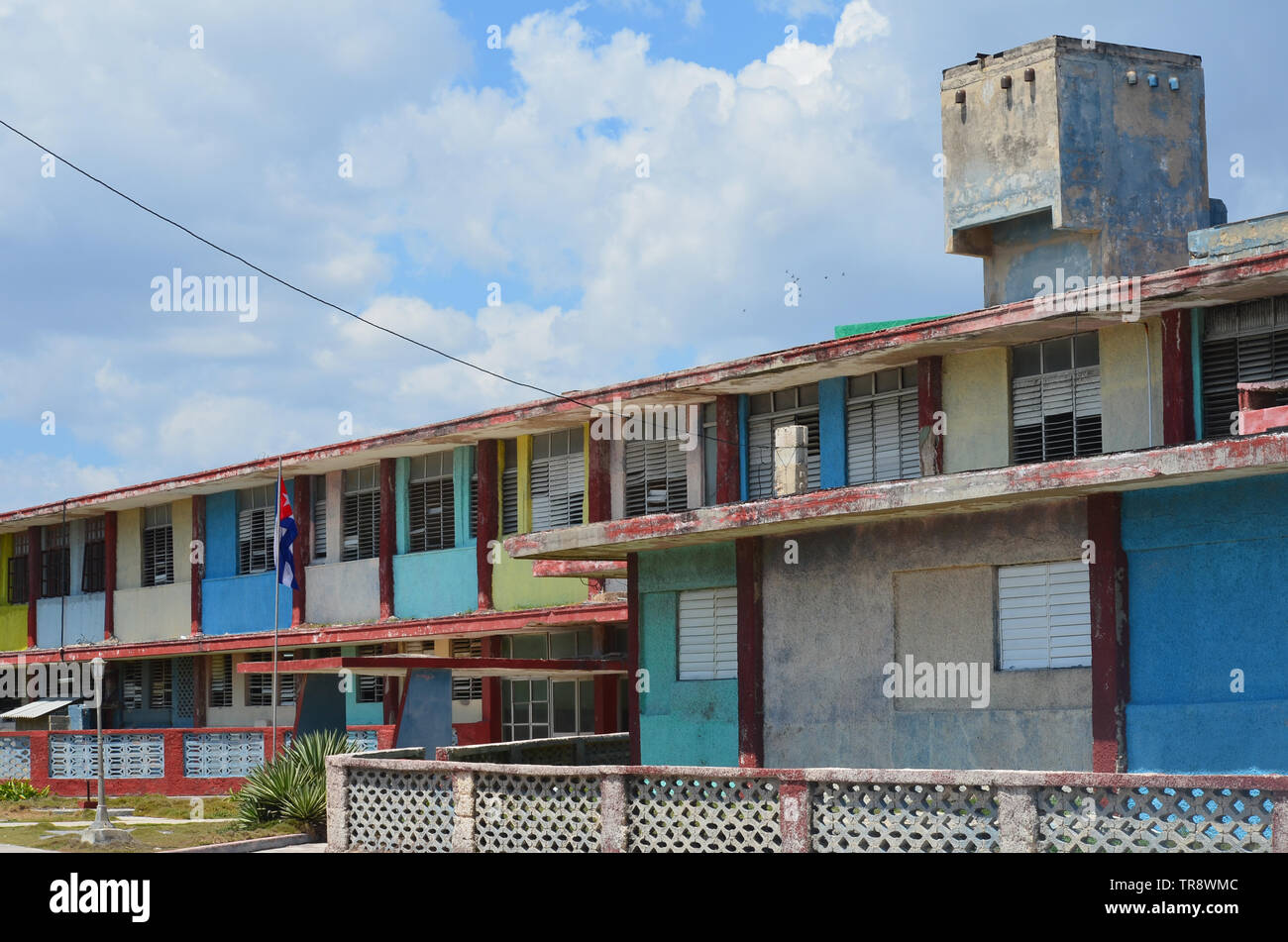 Derelict buildings and apartment blocks in Gibara, Southern Cuba Stock ...