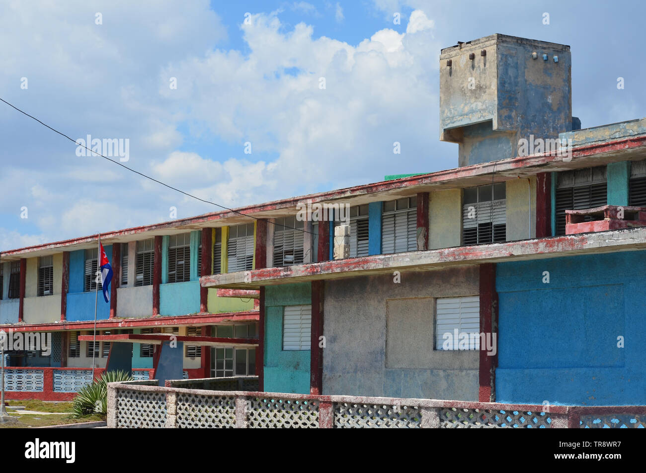 Derelict buildings and apartment blocks in Gibara, Southern Cuba Stock ...