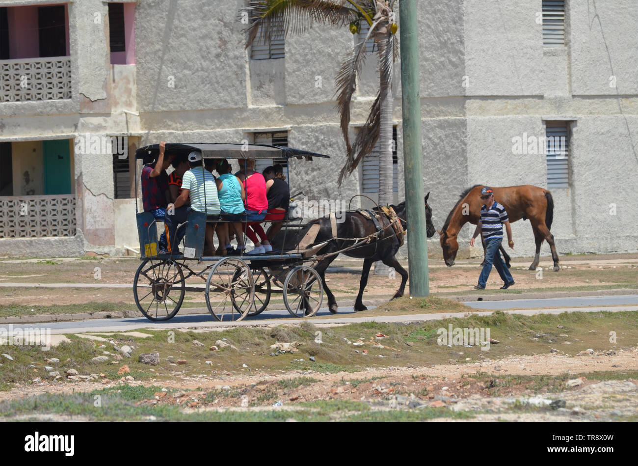 Derelict buildings and apartment blocks in Gibara, Southern Cuba Stock ...