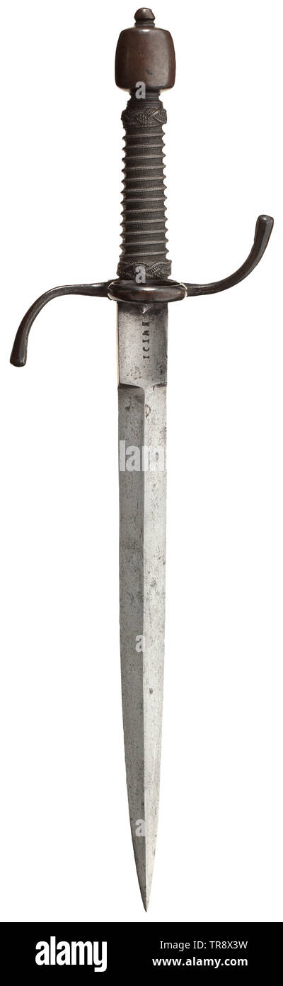 A Saxon left-hand dagger, circa 1600 Robust blade with ridges on both ...
