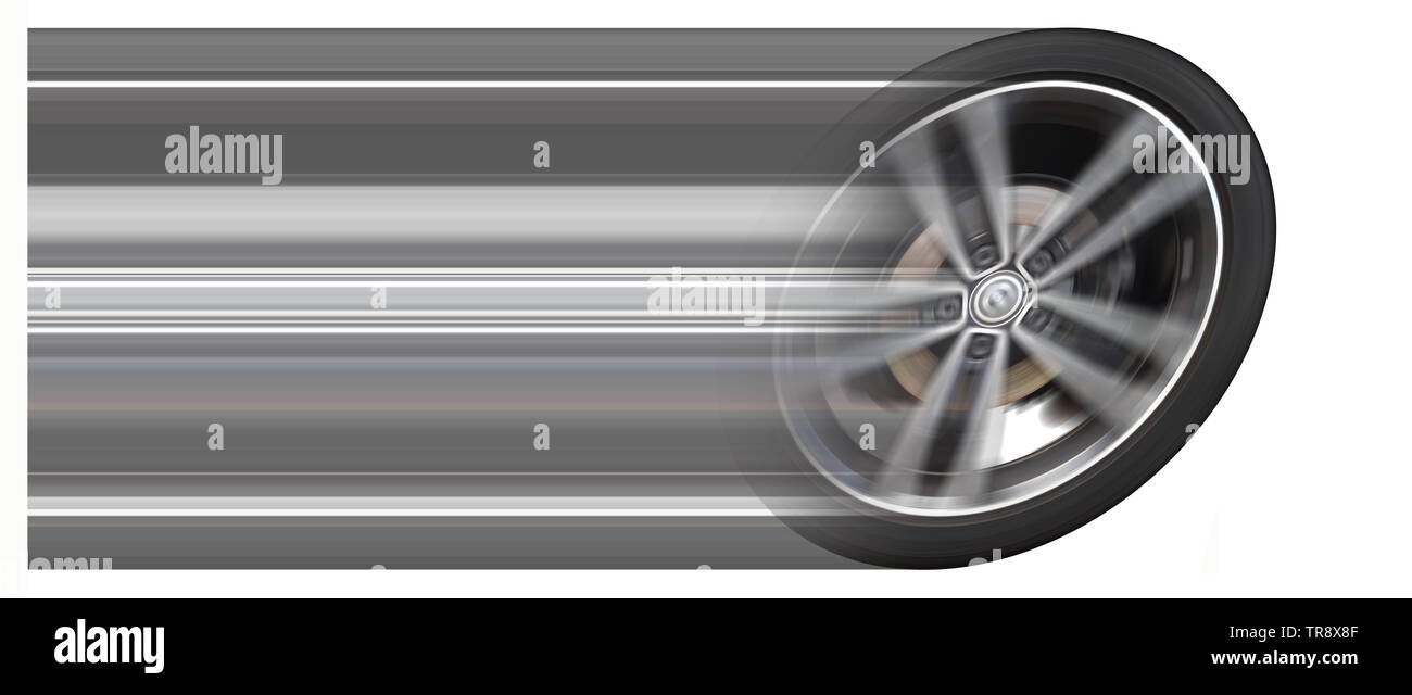 Fast spinning alloy car wheel with motion trail Stock Photo - Alamy